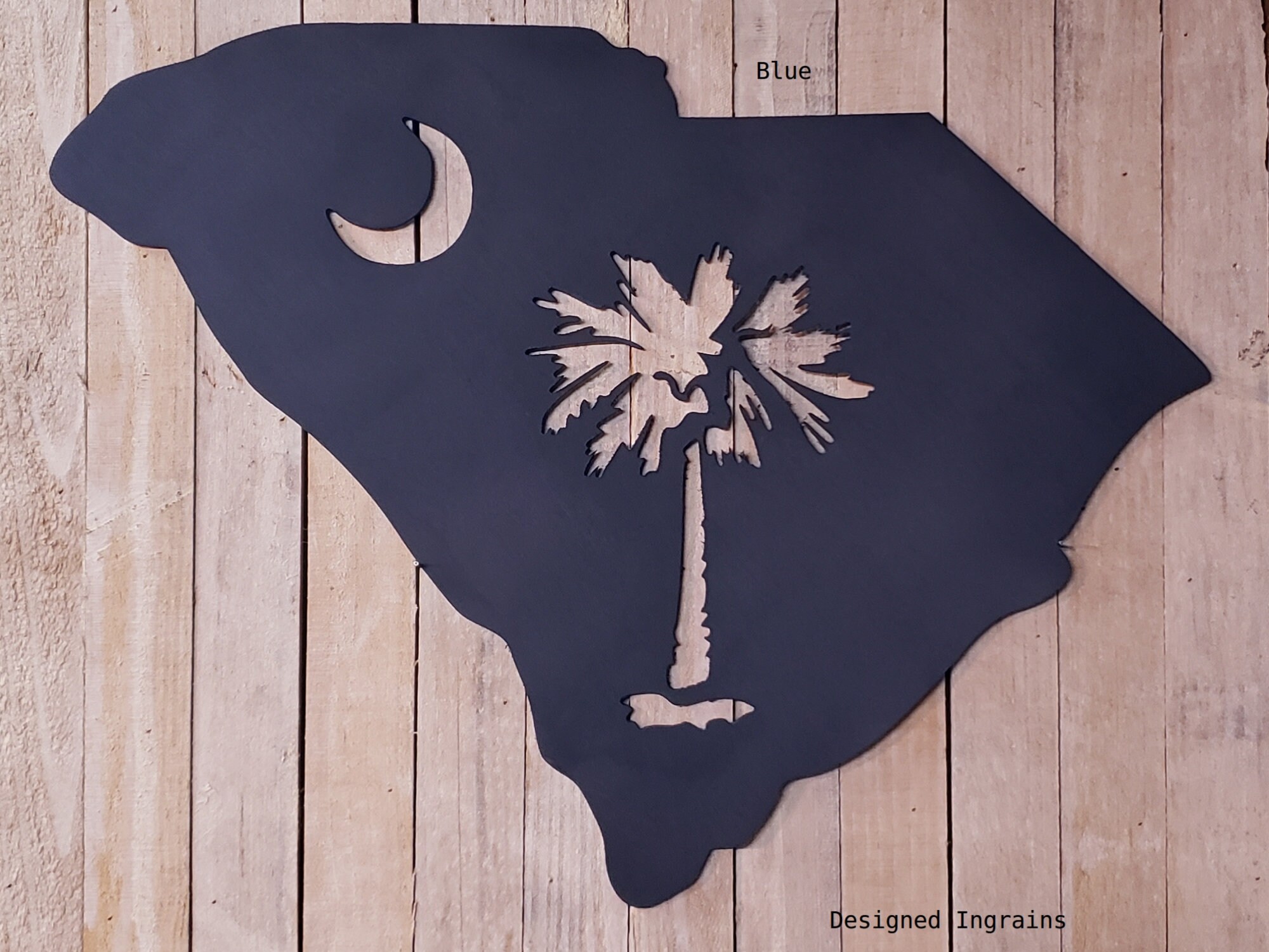 South Carolina SC State with Palmetto Tree and Moon Wall Art | Etsy