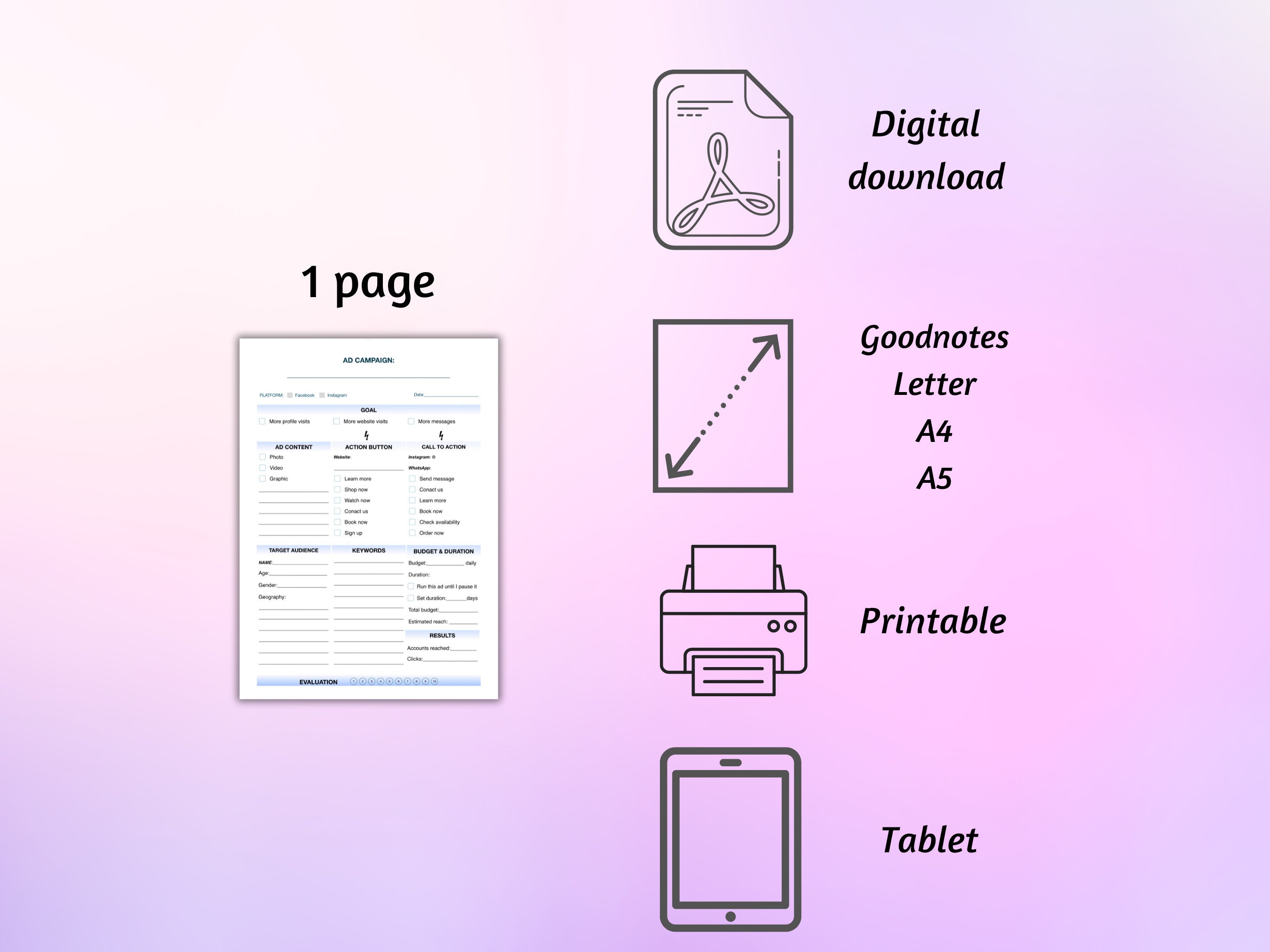 Ad Campaign Template (for Instagram and Facebook Ads) - Etsy