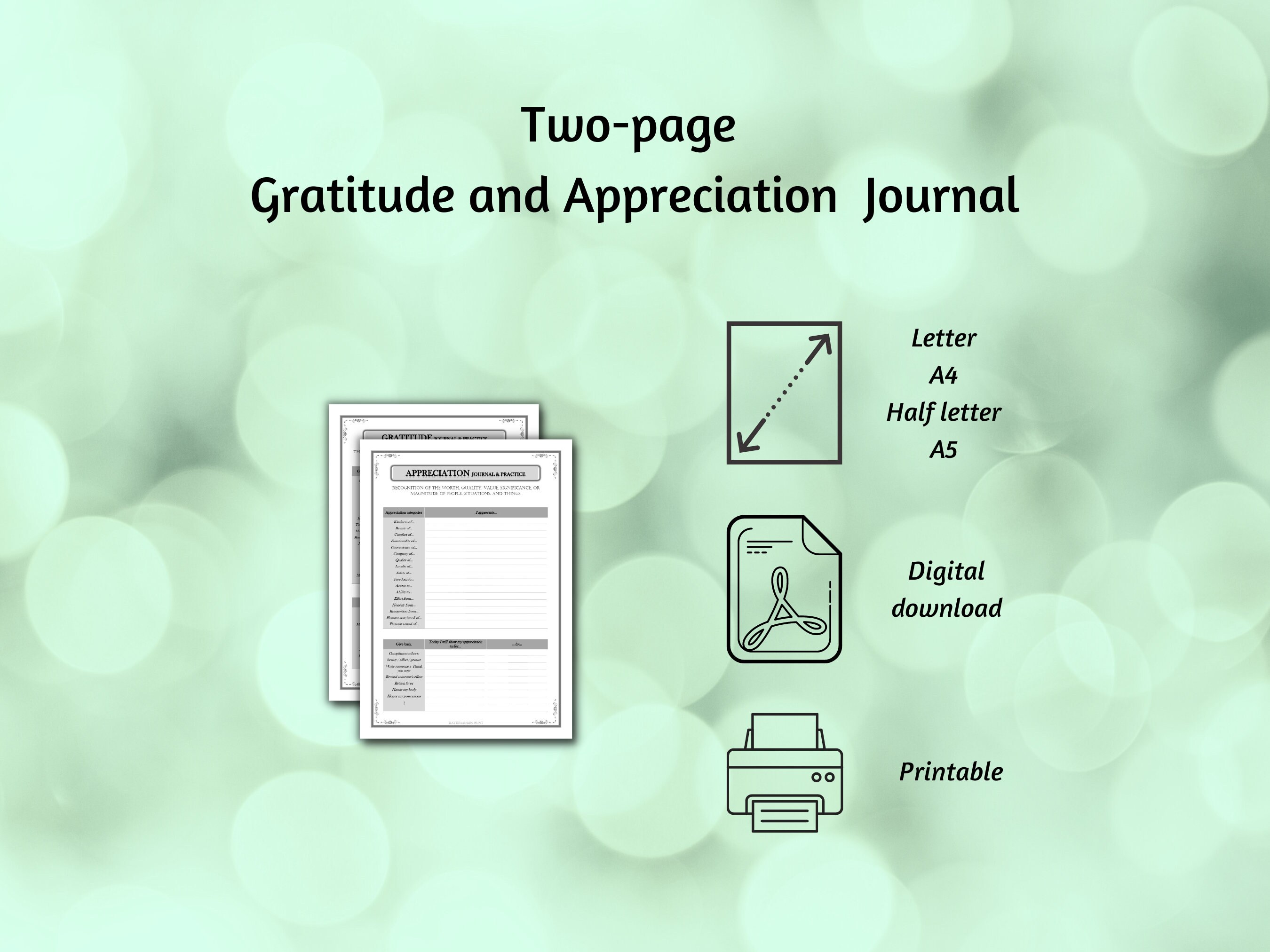Gratitude and Appreciation Journal Black - Etsy