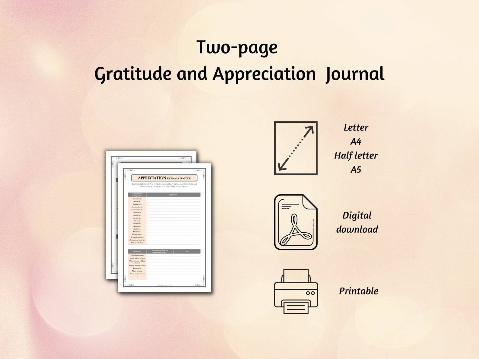 Gratitude and Appreciation Journal Peach - Etsy