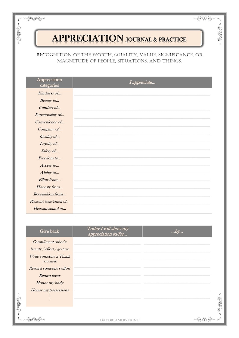 Gratitude and appreciation journal peach | Etsy