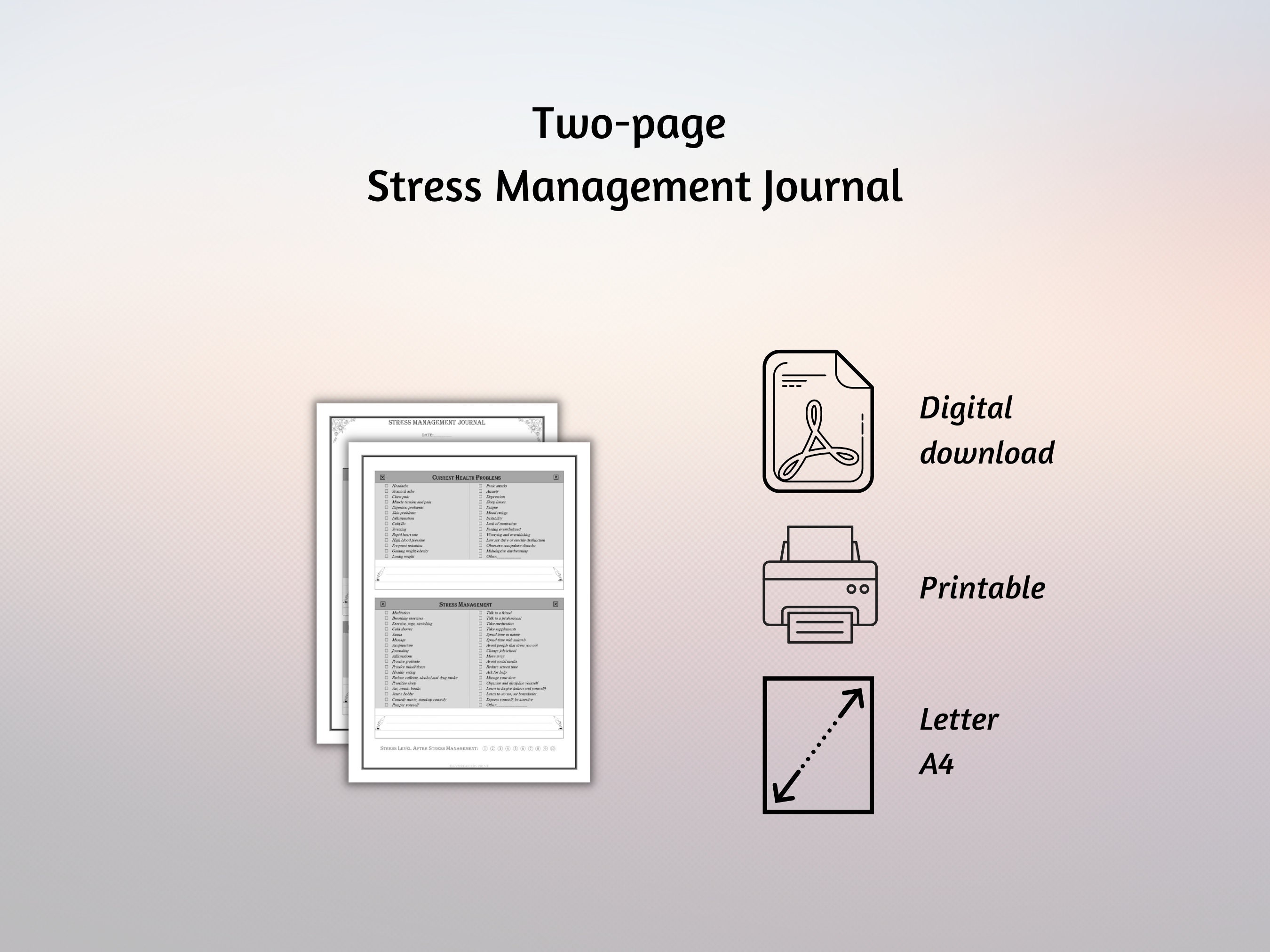 Stress Management Journal - Black - Etsy