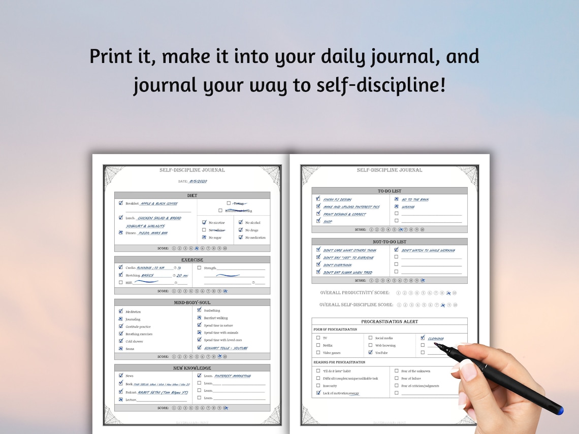 Self-discipline Journal - Etsy