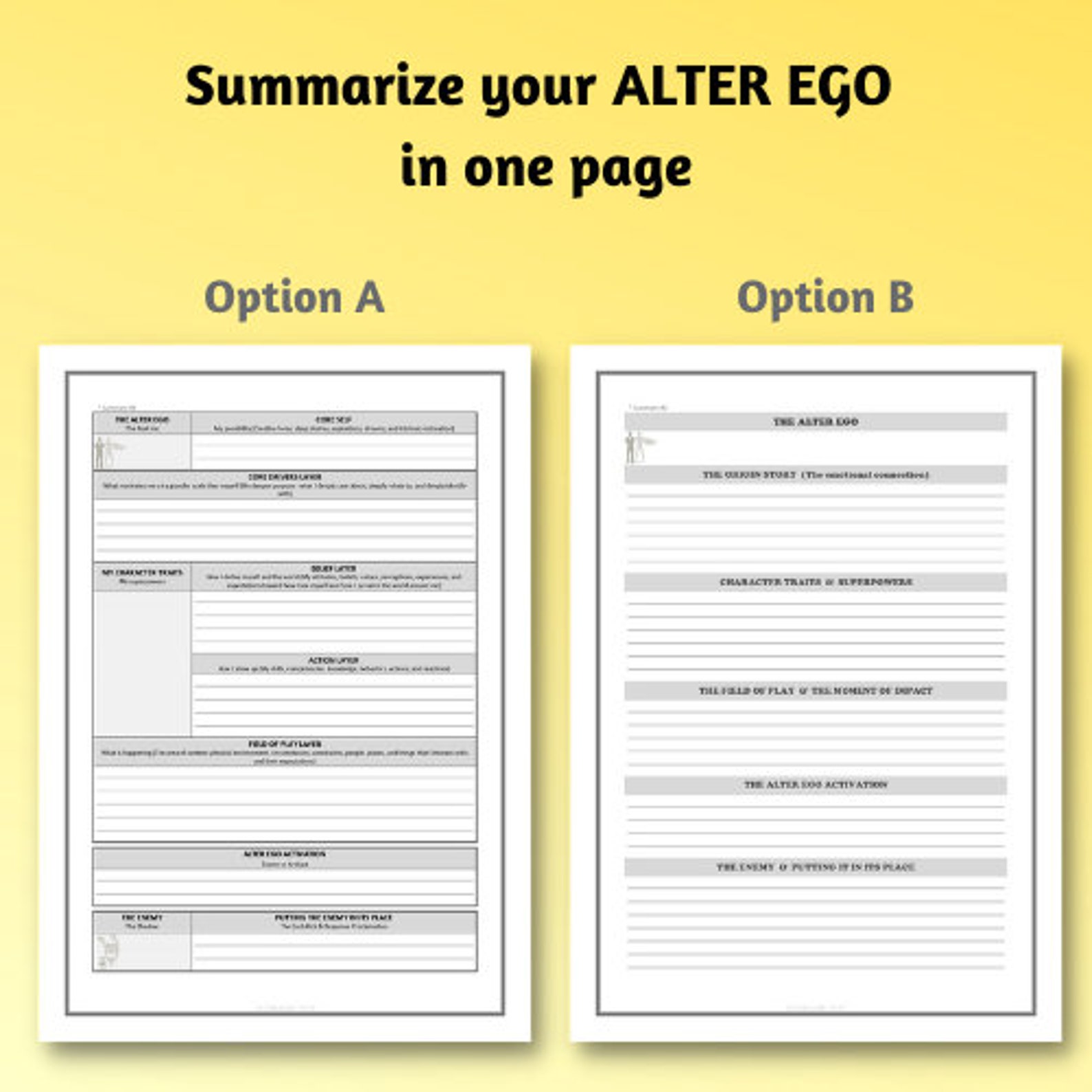 ALTER EGO EFFECT Worksheets / Workbook for Todd Hermans - Etsy