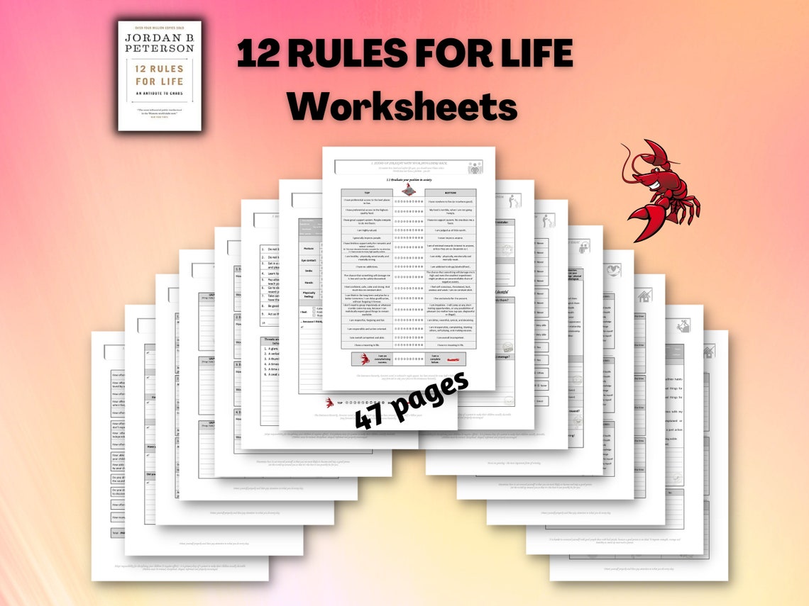 12 RULES FOR LIFE Worksheets / Workbook (for Jordan B. Peterson’s Book ...