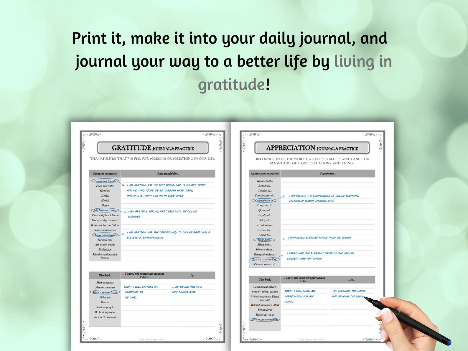 Gratitude and Appreciation Journal Black - Etsy