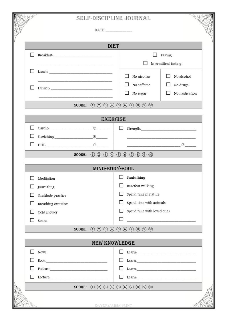 Self-discipline journal | Etsy
