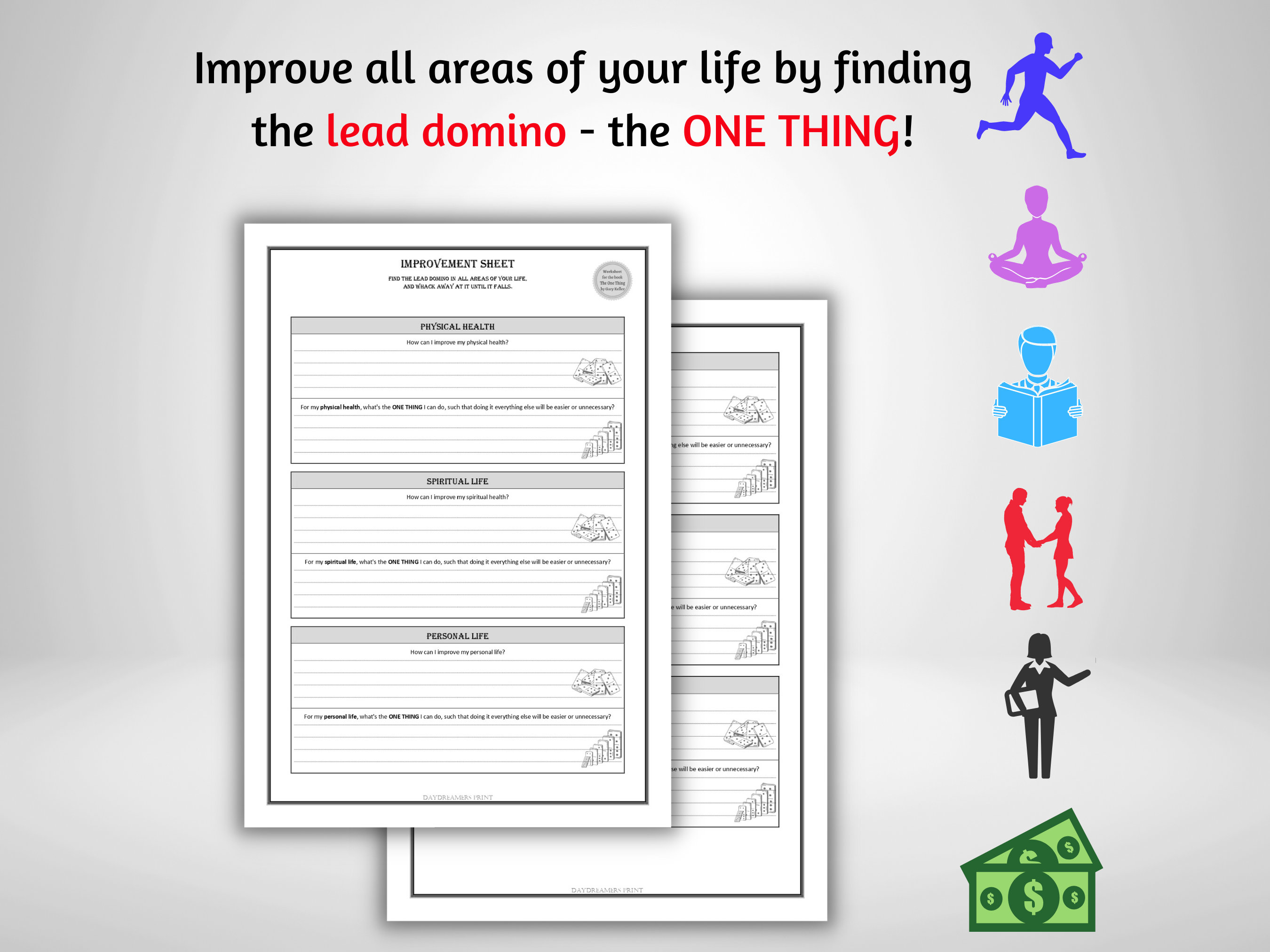 THE ONE THING Worksheets / Planner - Black (for Gary Keller’s Book) - Etsy