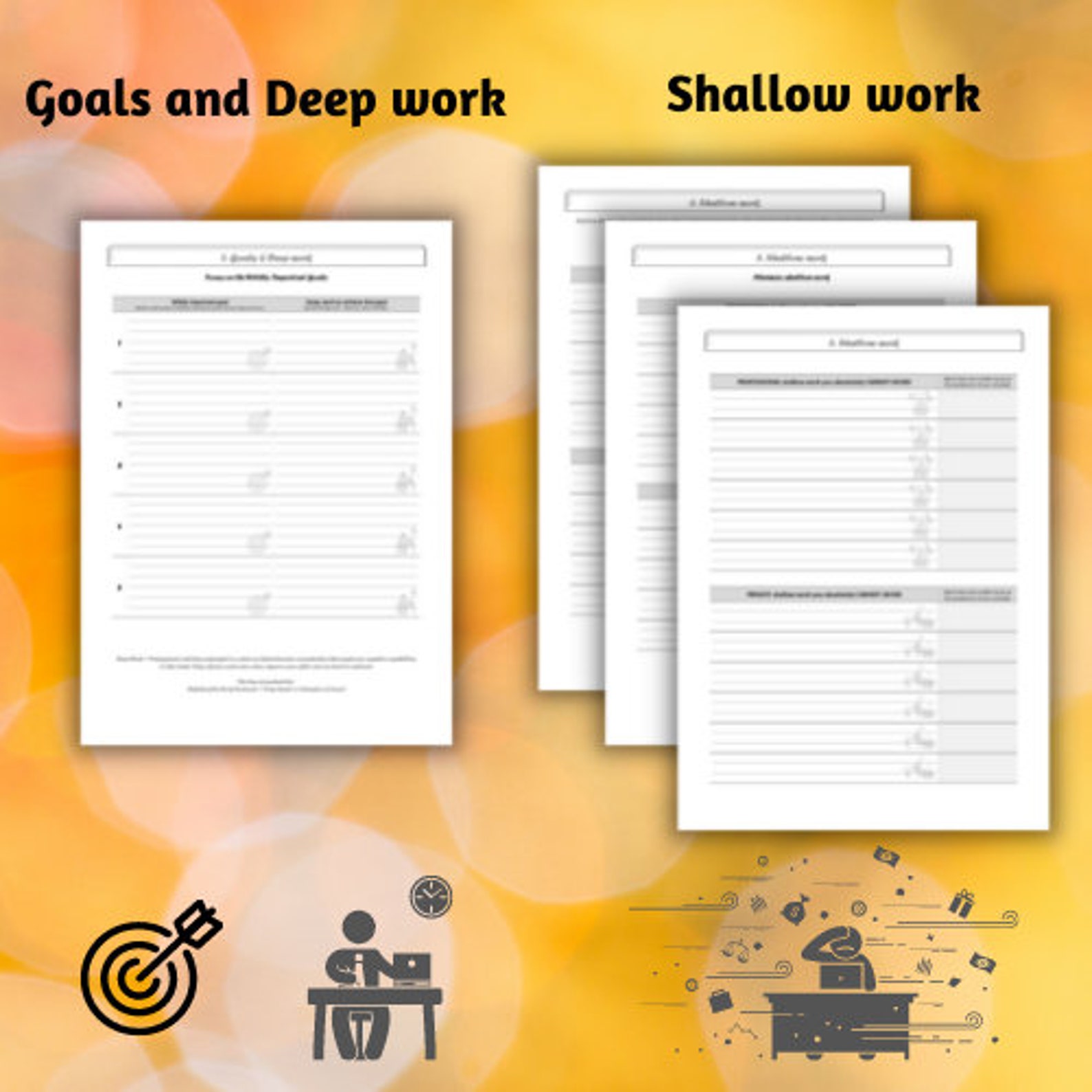 DEEP WORK Worksheets/planner for Cal Newports Book - Etsy