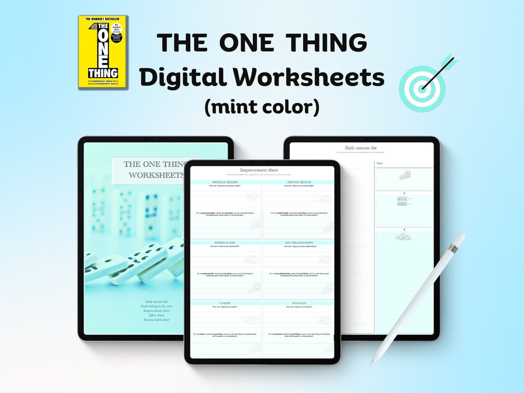 The One Thing - Digital Worksheets (mint Color) - Etsy