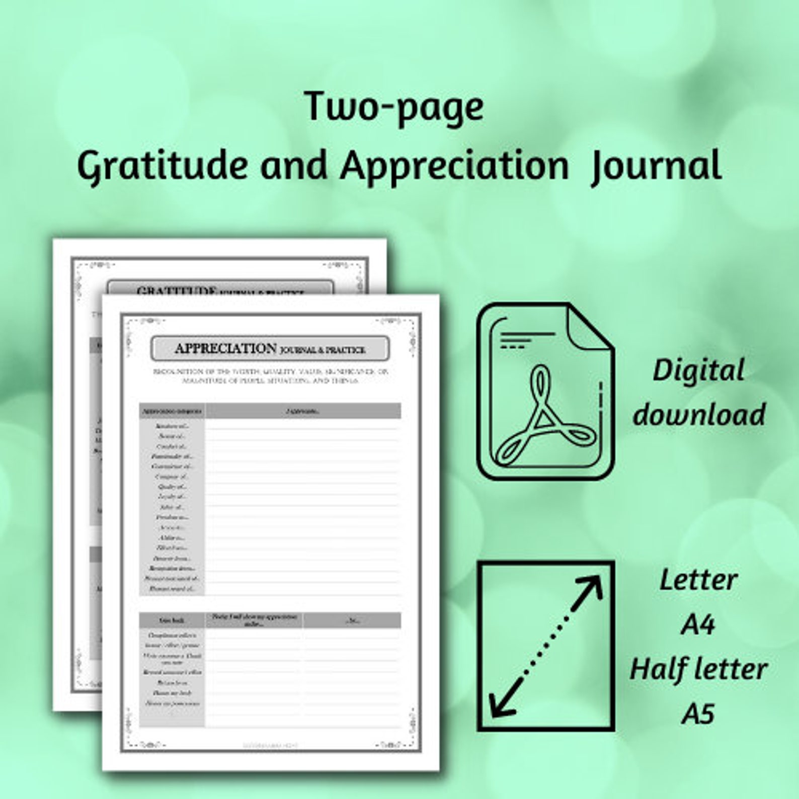 Gratitude and Appreciation Journal Black - Etsy