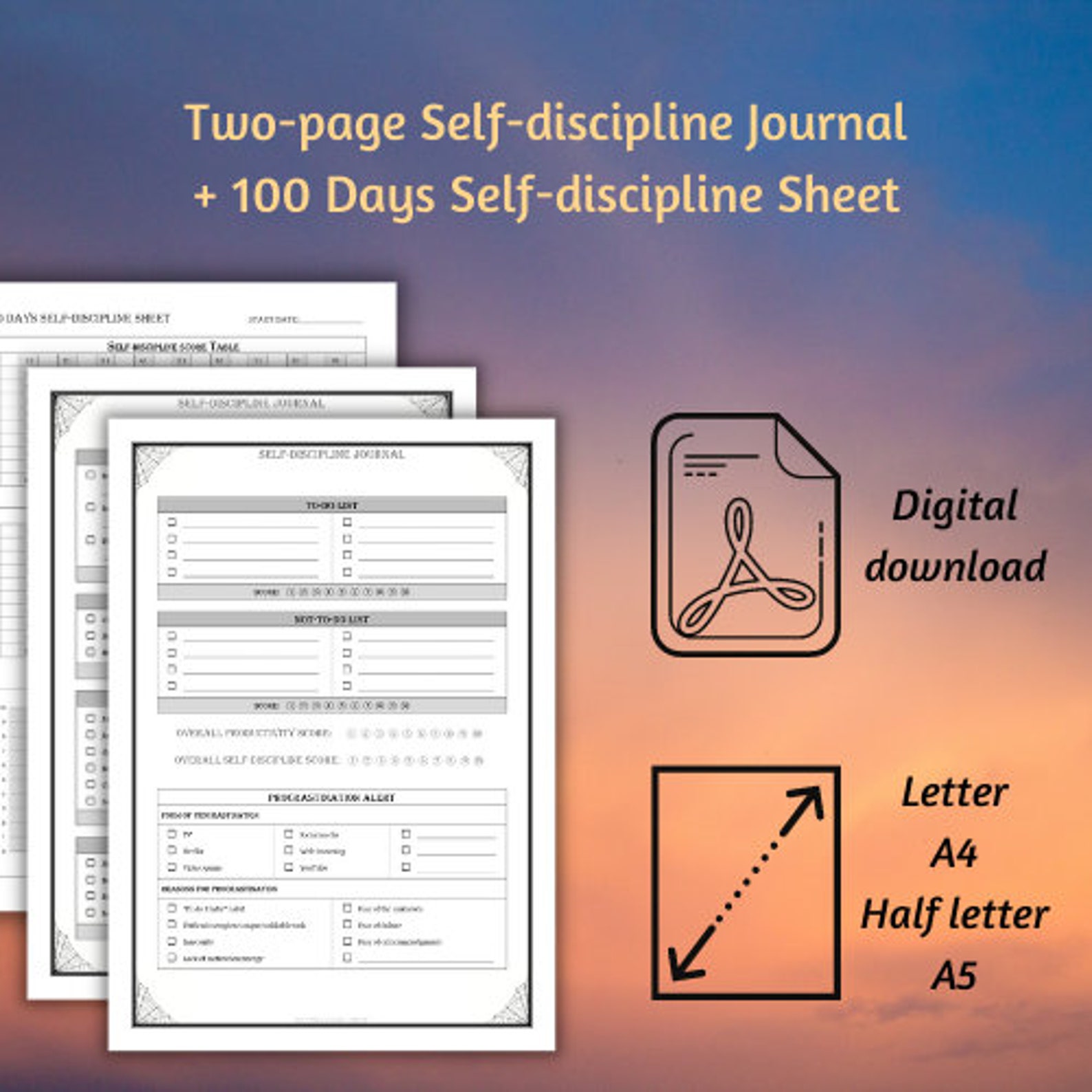 Self-discipline Journal - Etsy