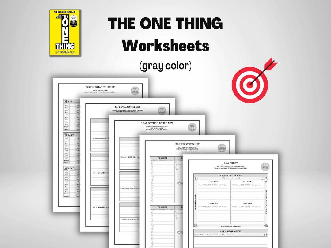 THE ONE THING Worksheets / Planner - Black (for Gary Keller’s Book) - Etsy