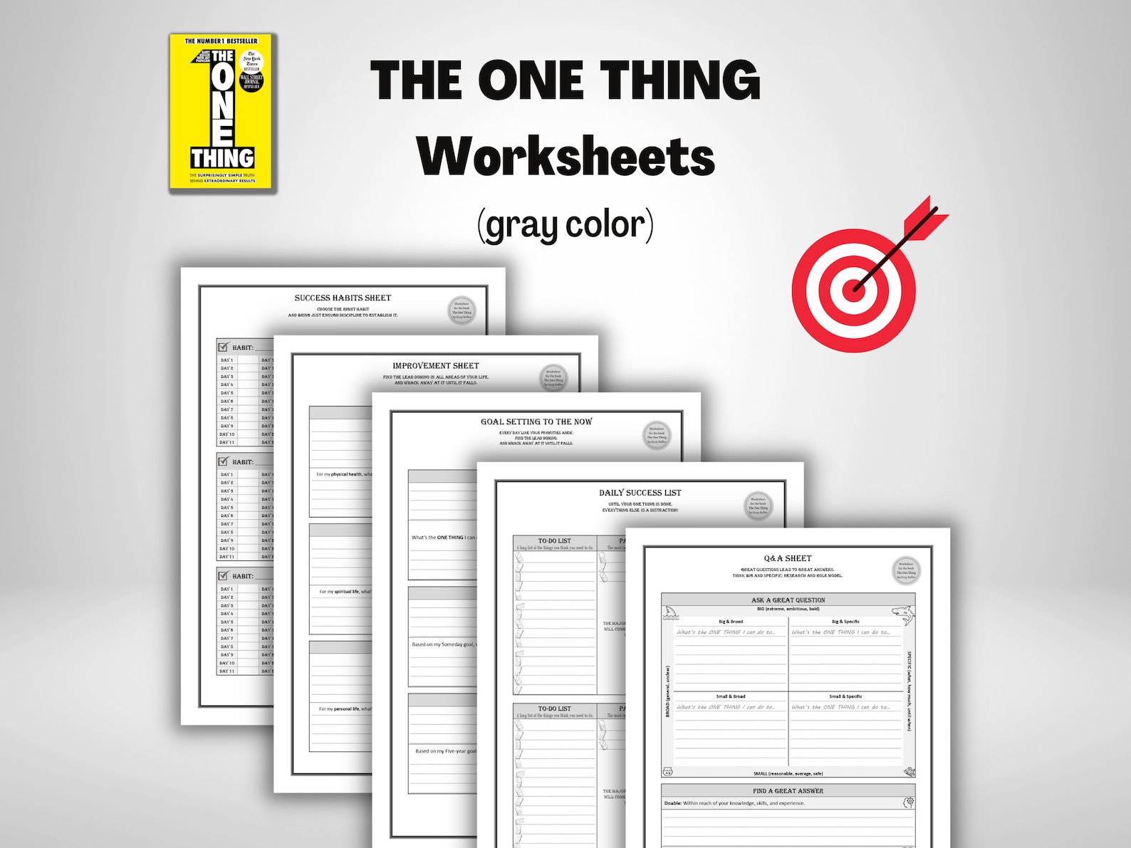 THE ONE THING Worksheets / Planner - Black (for Gary Keller’s Book) - Etsy