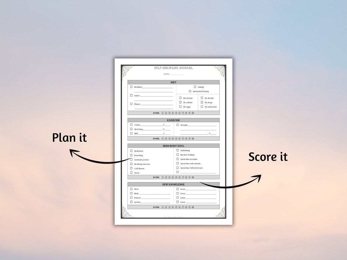 Self-discipline Journal - Etsy