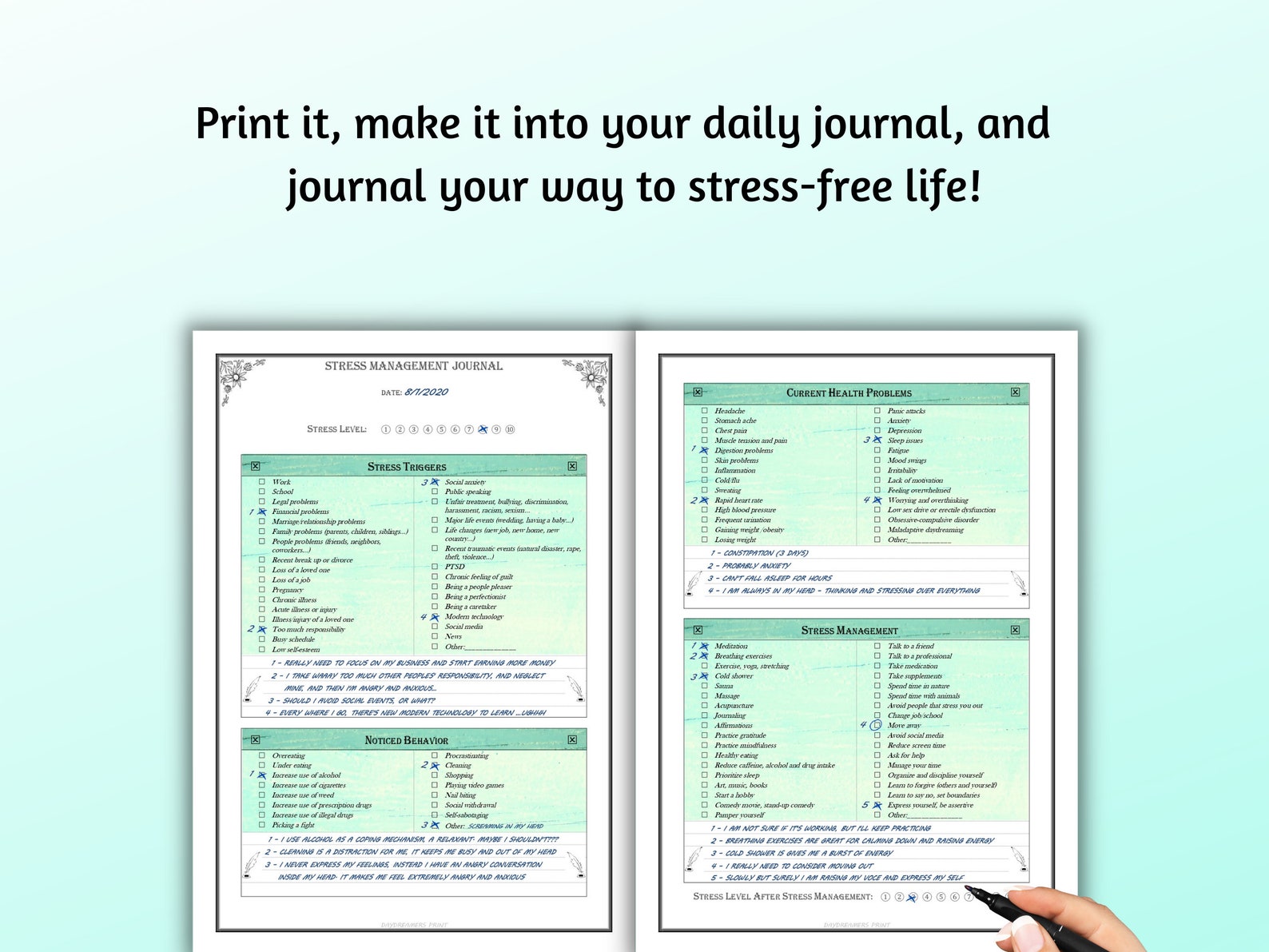 Stress Management Journal Green - Etsy