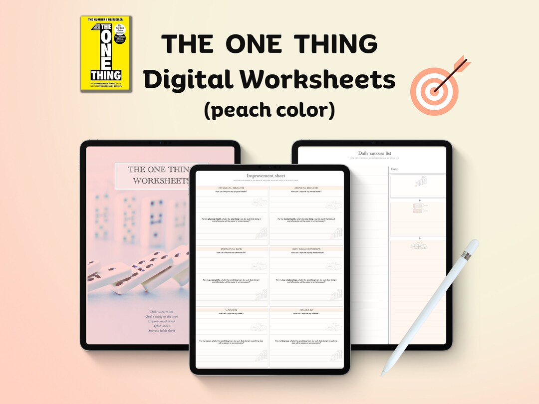 The One Thing - Digital Worksheets (peach Color) - Etsy
