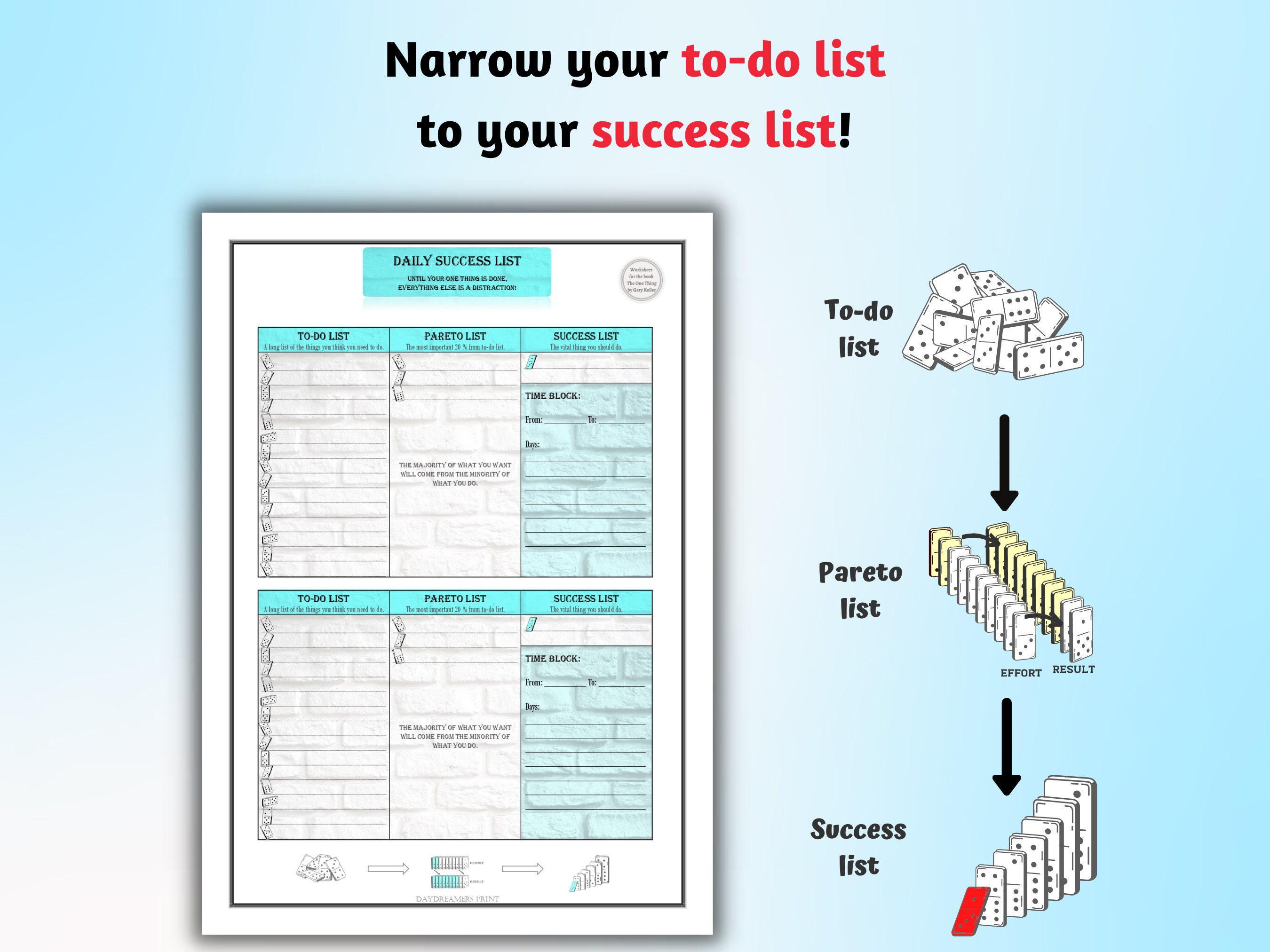 THE ONE THING Worksheets / Planner (for Gary Keller’s Book ) - Mint - Etsy