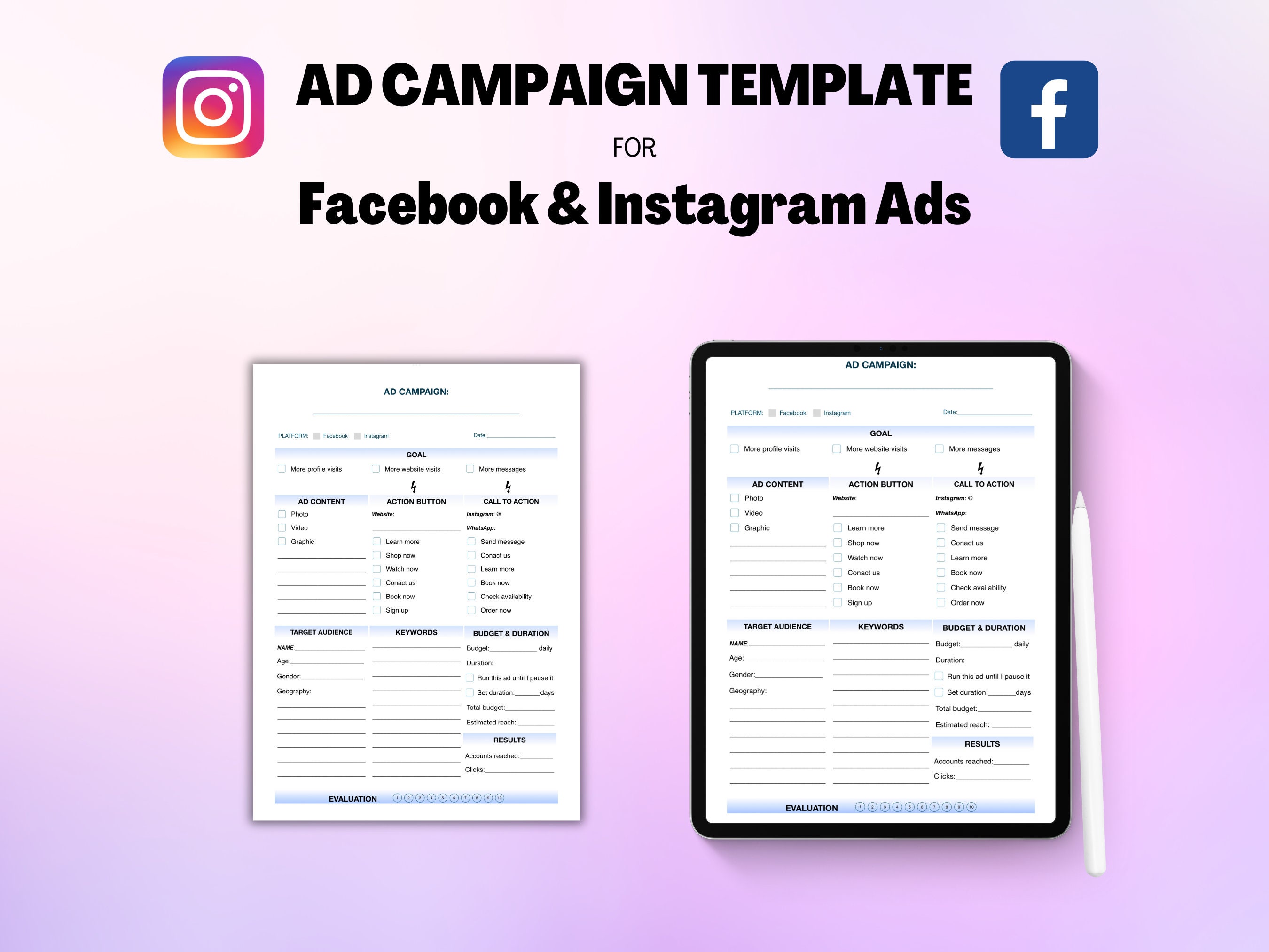 Ad Campaign Template (for Instagram and Facebook Ads) - Etsy