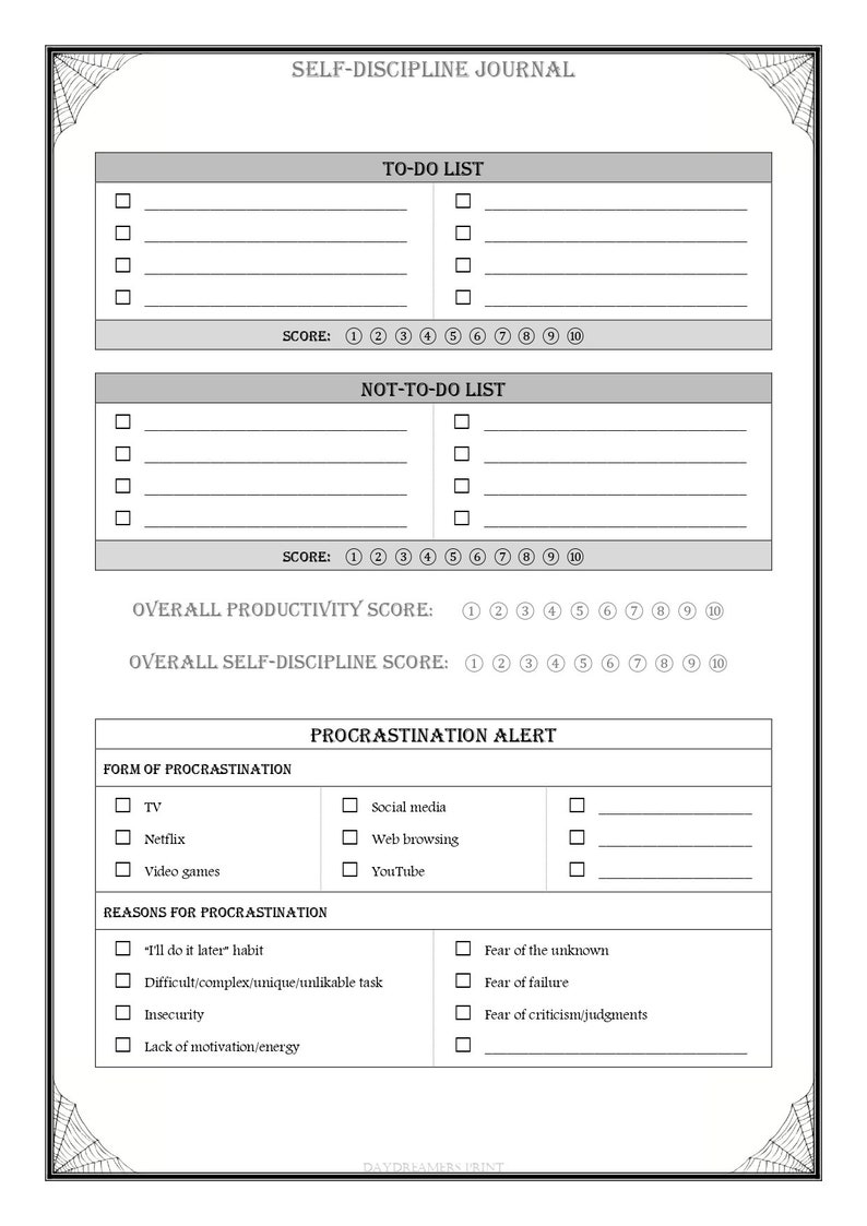 Self-discipline journal | Etsy