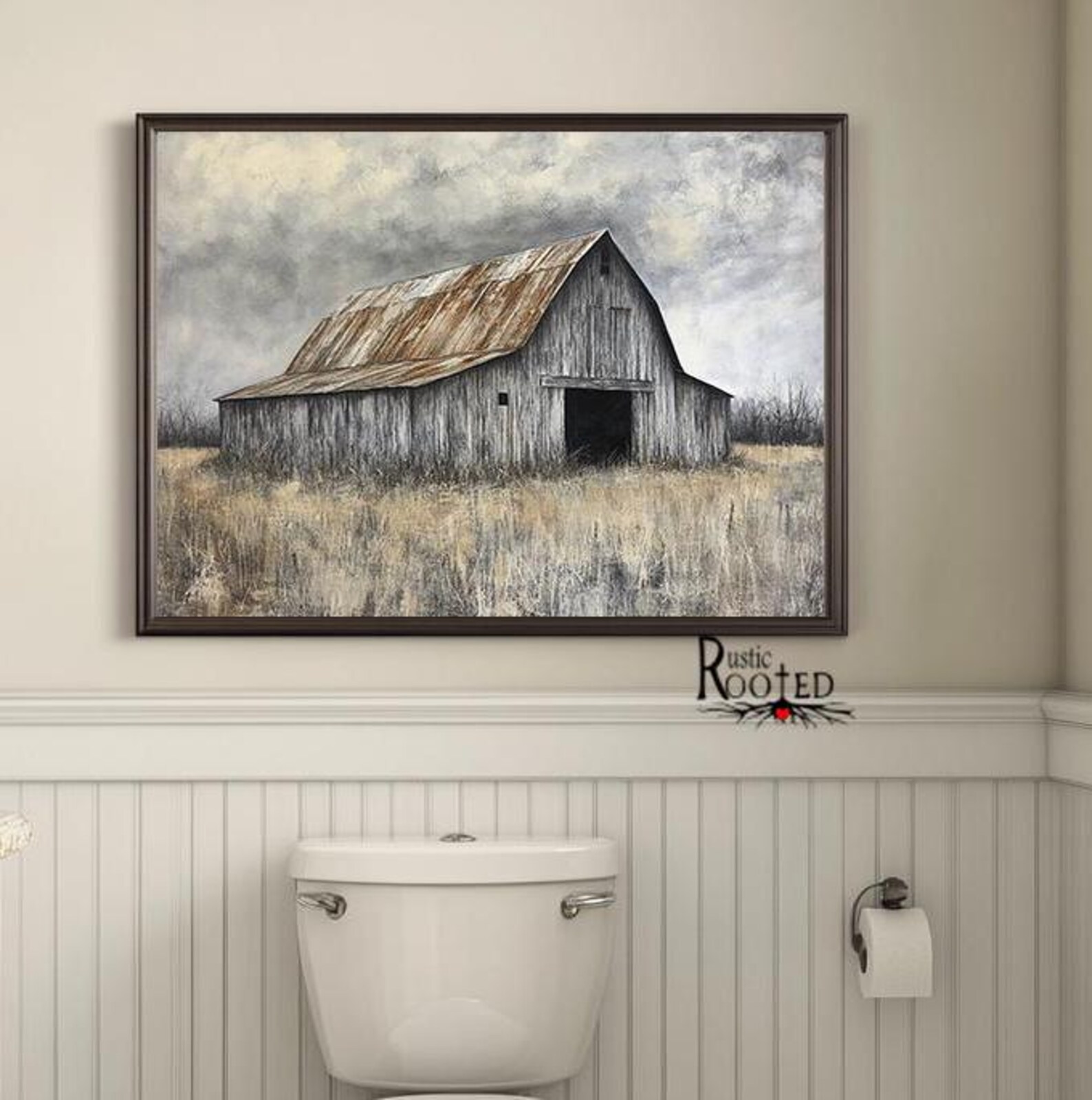 Old Rustic Barn Artwork Rural Country Landscape Drawing of Barn Modern ...
