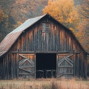 Weathered Rustic Country Barn Photo Modern Farmhouse Home Decor Rural ...