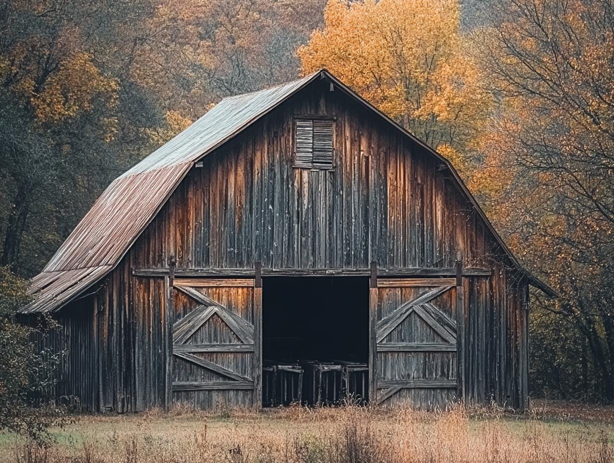 Weathered Rustic Country Barn Photo Modern Farmhouse Home Decor Rural ...