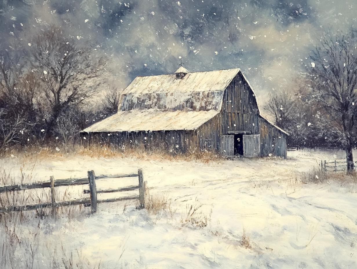 Seasonal Winter Country Artwork Rustic Abstract Barn Photo Modern ...