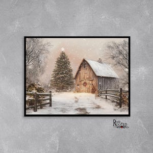 Rustic Barn Snowy Country Christmas Seasonal Home Décor Modern ...