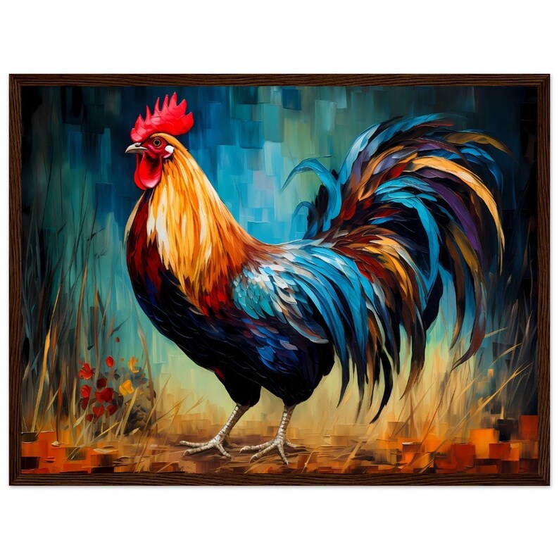 Colorful Farmyard Rooster, Rooster Wall Art, Rooster Canvas Print ...