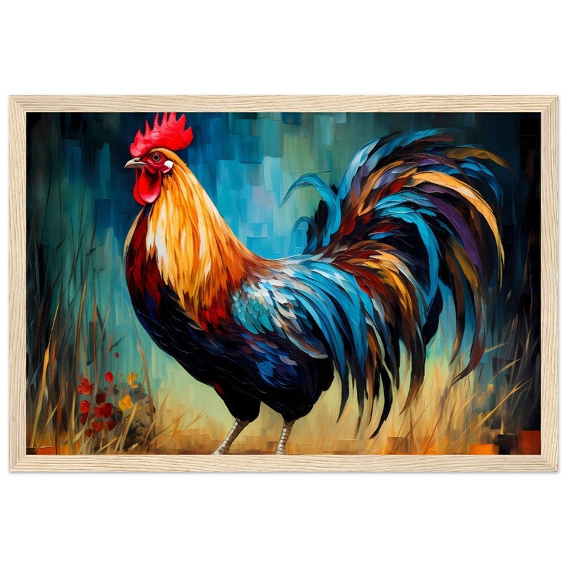 Colorful Farmyard Rooster, Rooster Wall Art, Rooster Canvas Print ...