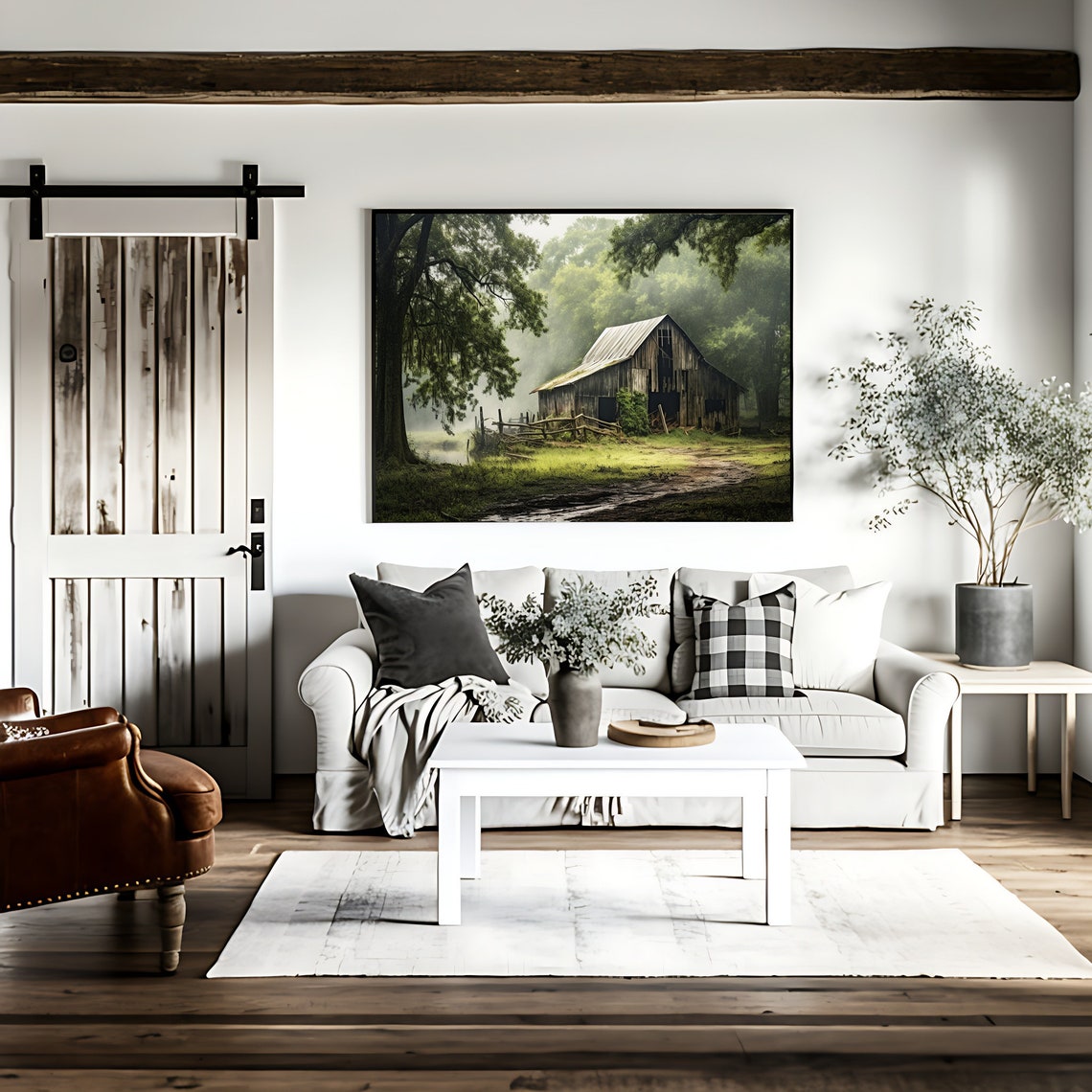 Old Barn Picture, Rustic Barn, Modern Farmhouse Painting, Modern ...