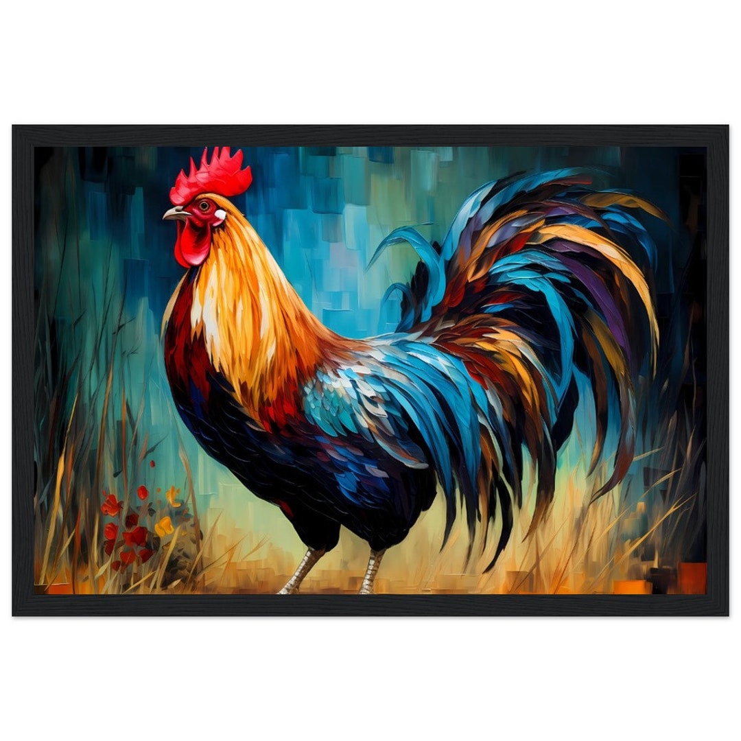 Vibrant Rooster Painting, Barnyard Chic Wall Art, Farmhouse Kitchen ...