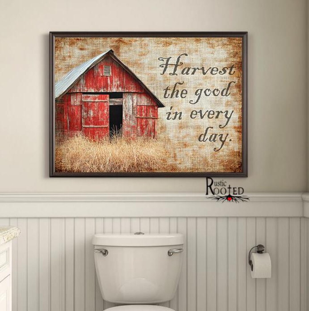 Red Barn Landscape Print: Rustic Farmhouse Decor, Inspirational Quote ...