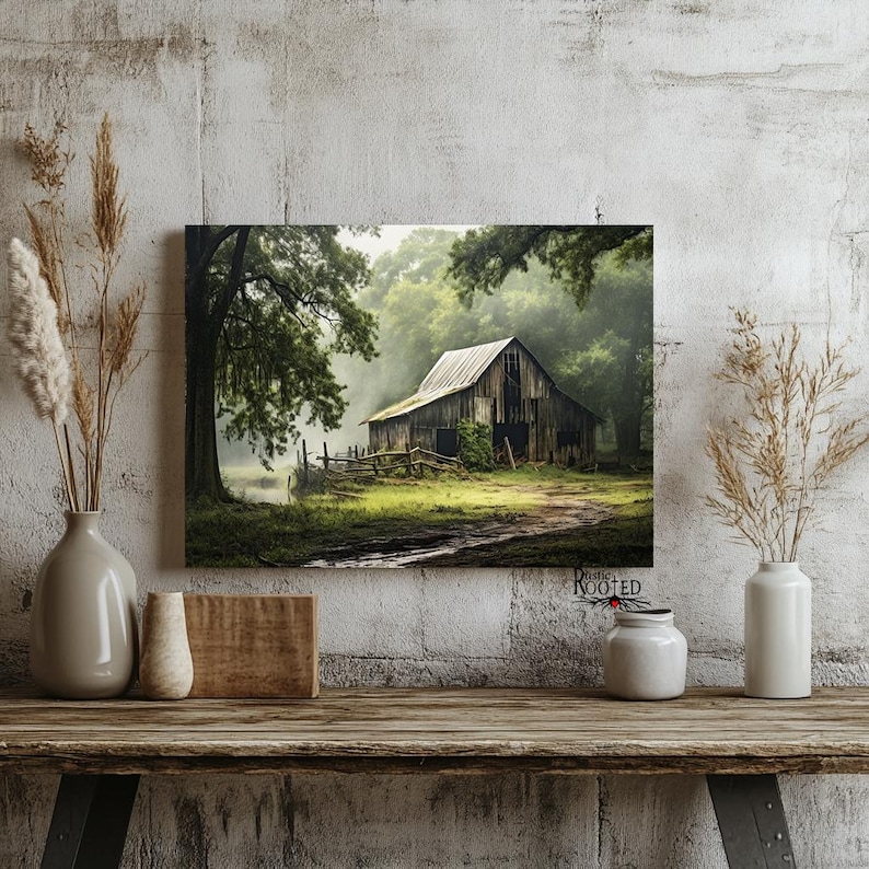 Old Barn Picture, Rustic Barn, Modern Farmhouse Painting, Modern ...