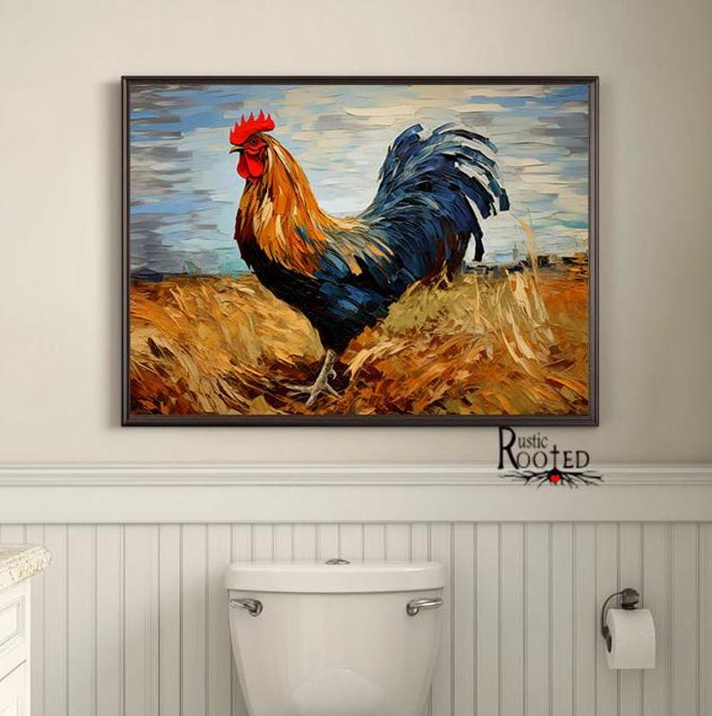 Vibrant Rooster Painting for Modern Farmhouse Decor Colorful Rooster ...