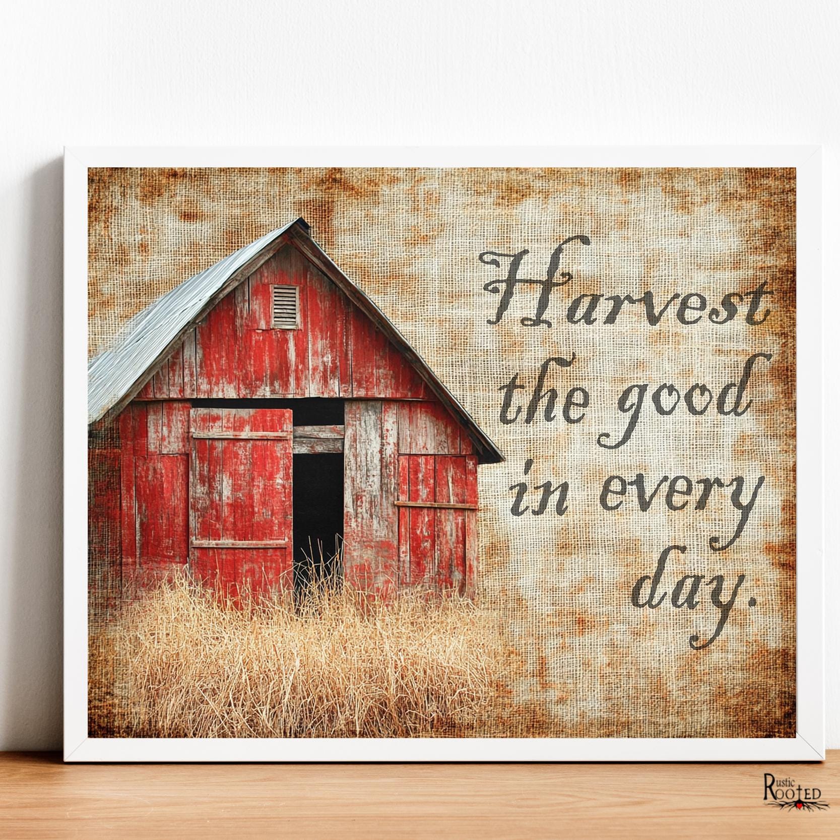 Red Barn Landscape Print: Rustic Farmhouse Decor, Inspirational Quote ...
