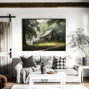 Old Barn Picture, Rustic Barn, Modern Farmhouse Painting, Modern ...