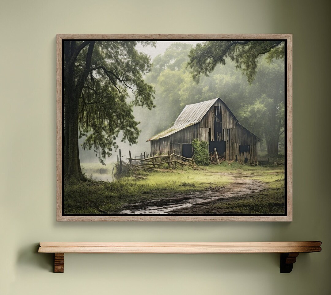 Old Barn Picture, Rustic Barn, Modern Farmhouse Painting, Modern ...