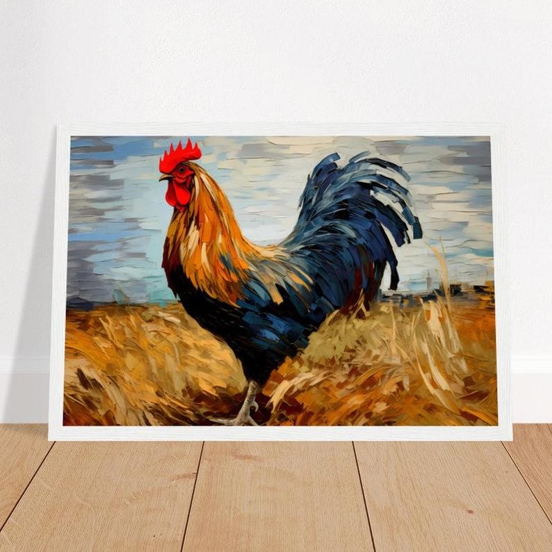 Vibrant Rooster Painting for Modern Farmhouse Decor Colorful Rooster ...