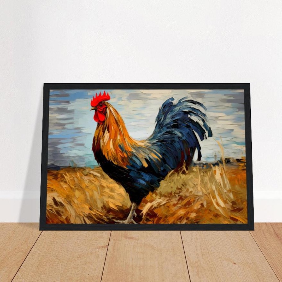 Vibrant Rooster Painting for Modern Farmhouse Decor Colorful Rooster ...