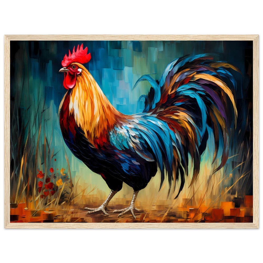 Colorful Farmyard Rooster, Rooster Wall Art, Rooster Canvas Print ...