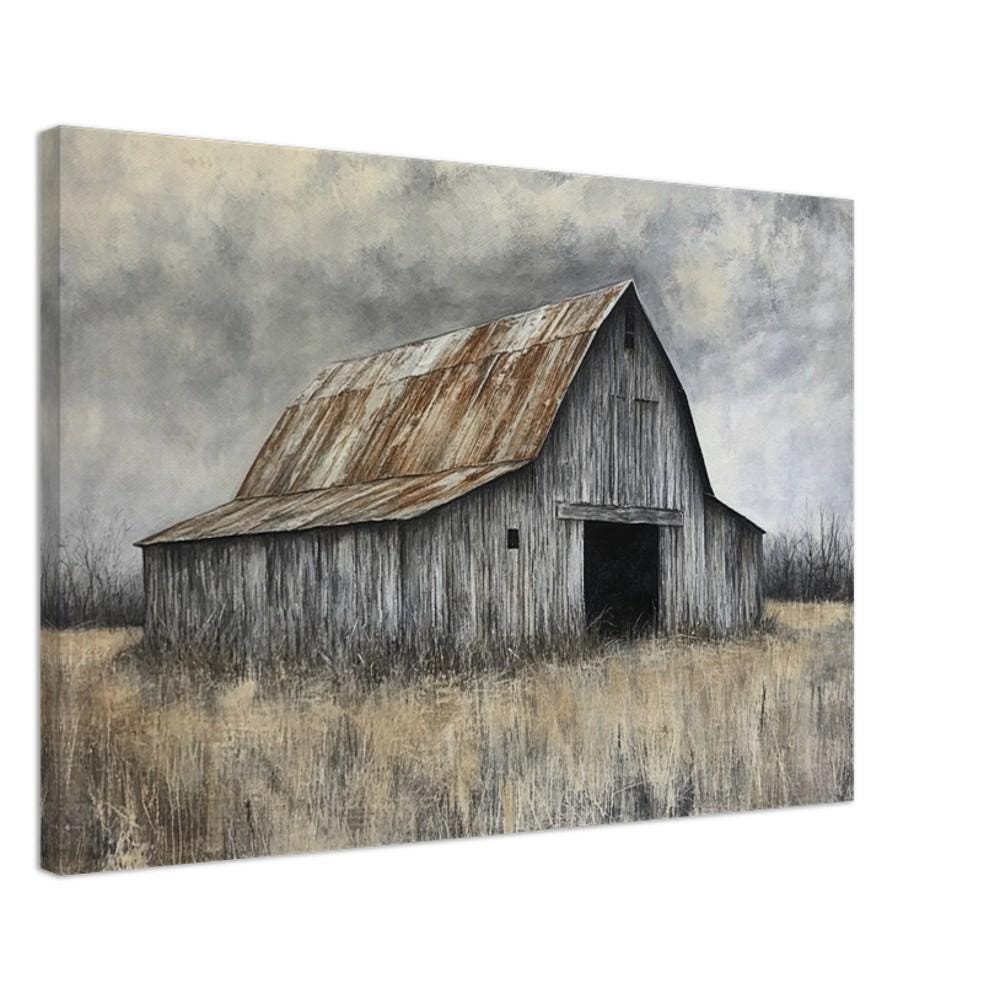 Old Rustic Barn Artwork Rural Country Landscape Drawing of Barn Modern ...