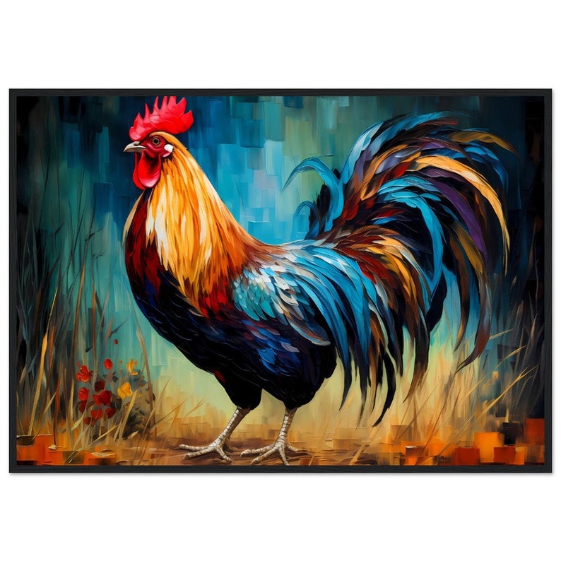 Colorful Farmyard Rooster, Rooster Wall Art, Rooster Canvas Print, Barnyard Prints, Chicken ...