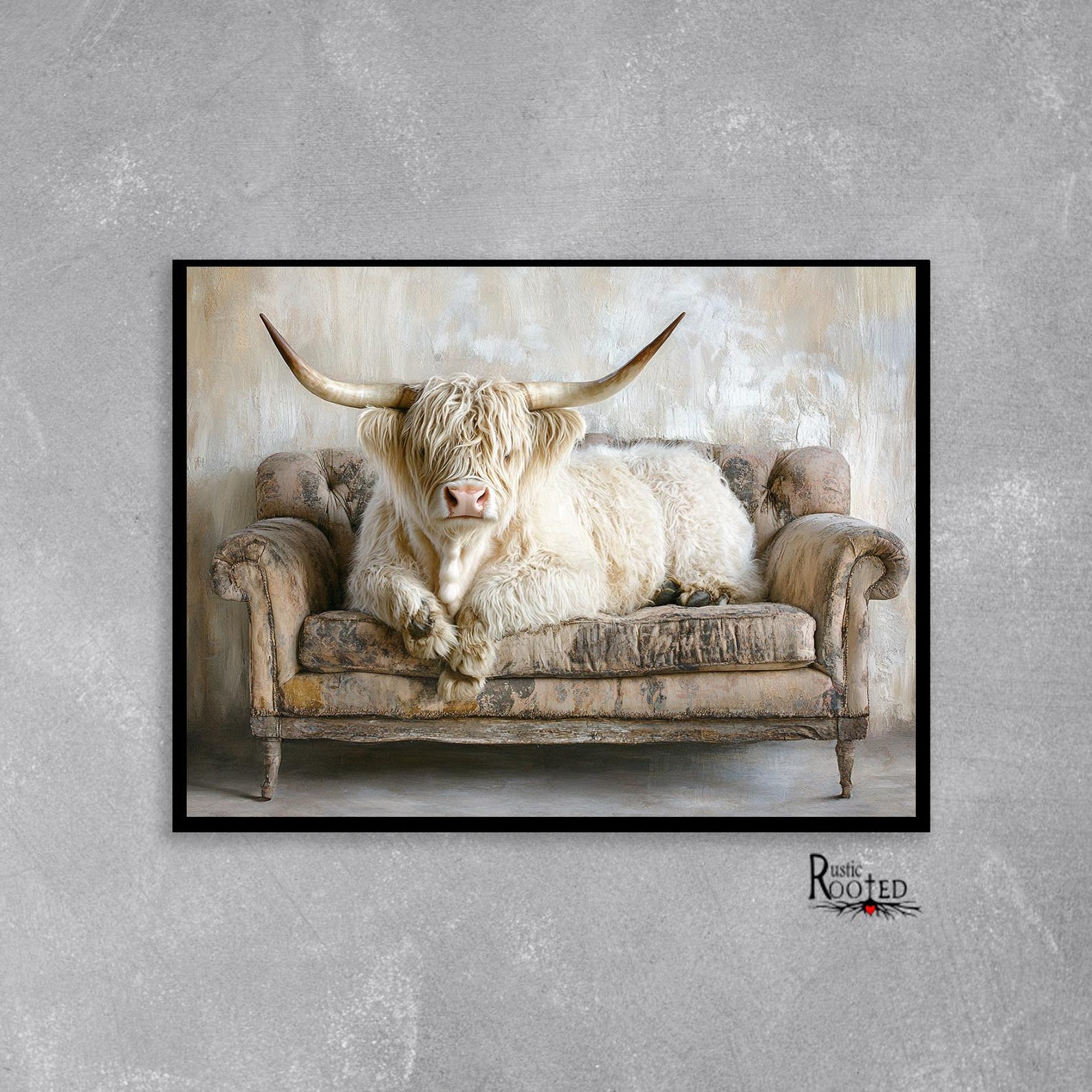 Highland Cow Print: Rustic Farmhouse Animal Art on Canvas - Etsy