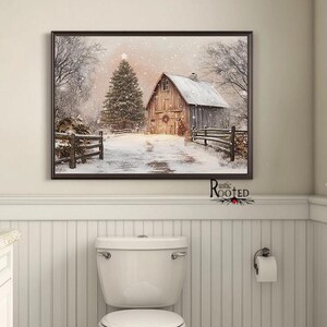 Rustic Barn Snowy Country Christmas Seasonal Home Décor Modern ...