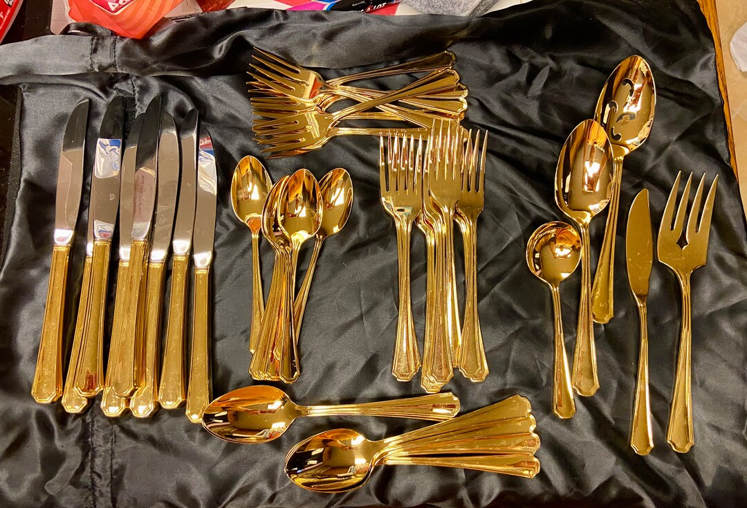 Vintage Oneida Silversmiths Golden Clairhill Flatware Set for - Etsy