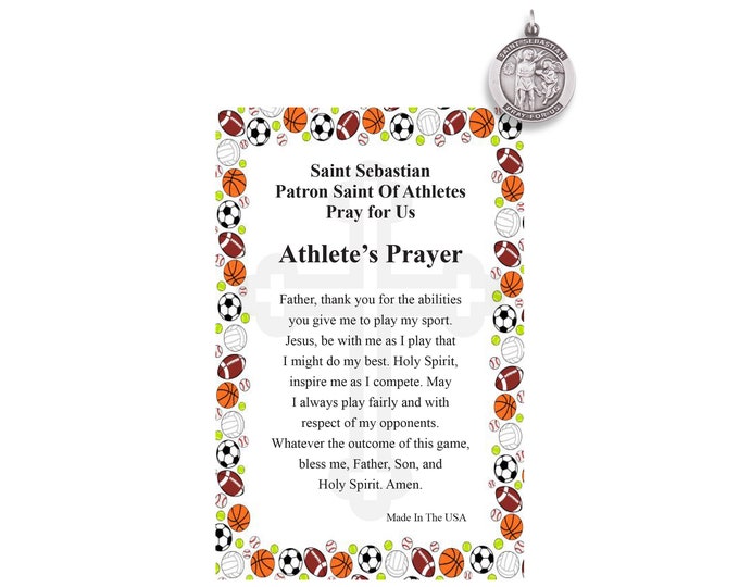 St. Sebastian Athlete's Prayer Card With St. Sebastian Medal - Etsy