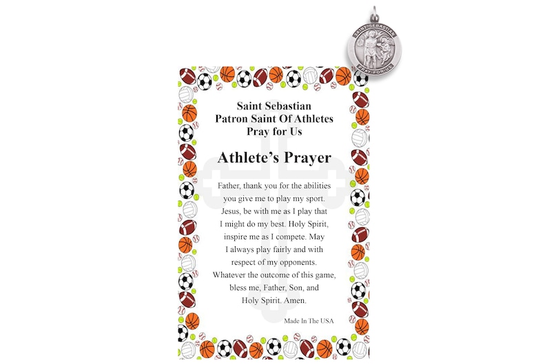 St. Sebastian Athlete's Prayer Card With St. Sebastian Medal - Etsy