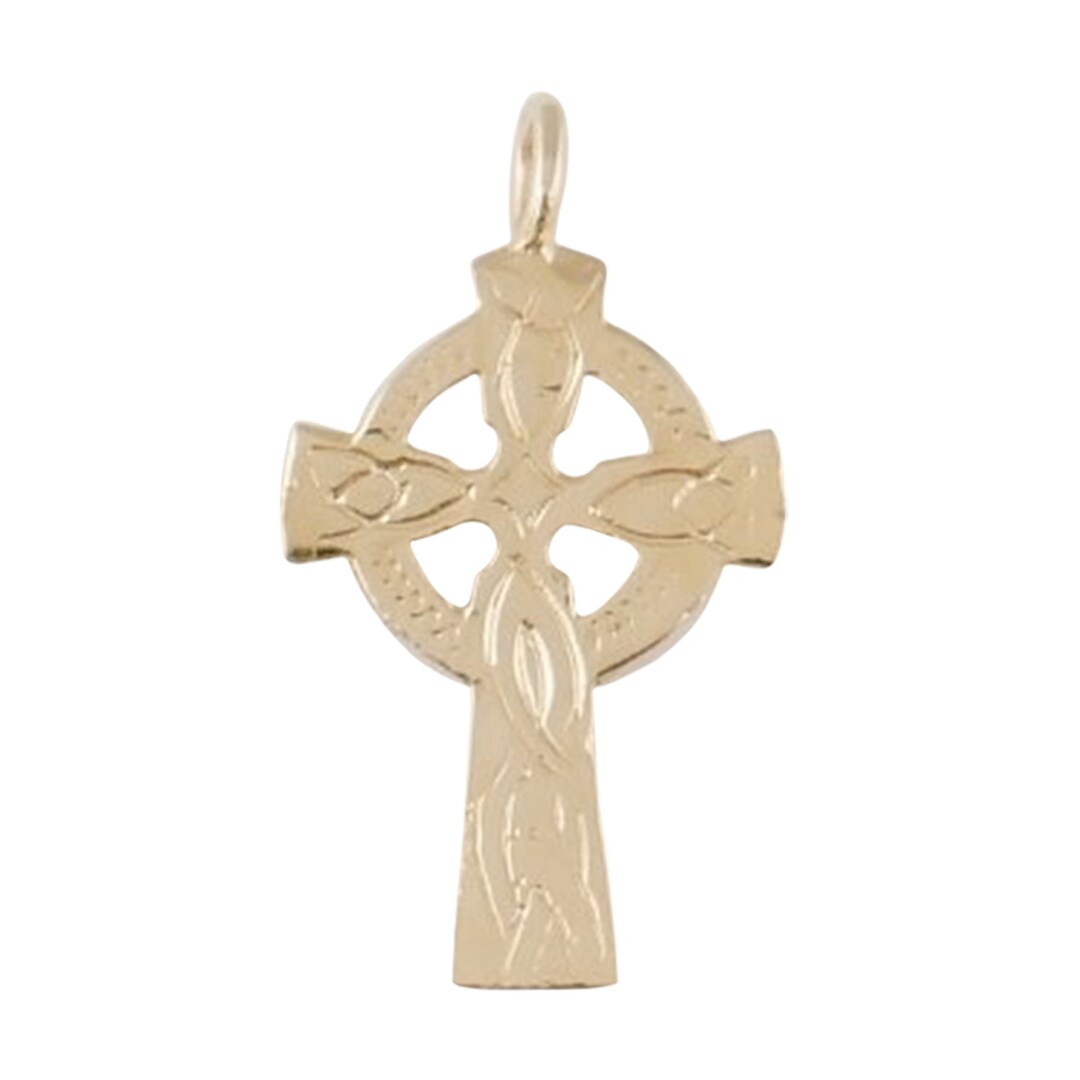 14 Kt Yellow Gold Irish Celtic Cross Pendant - Etsy